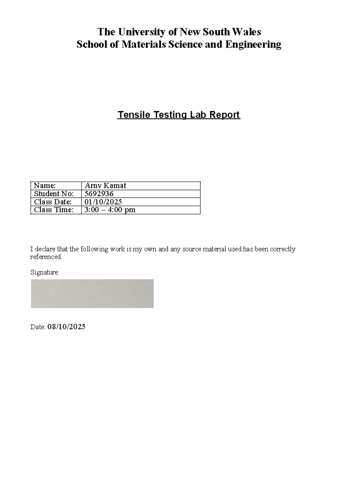MATS1101 Tensile Testing Lab Report - Al & Steel Analysis - Studocu