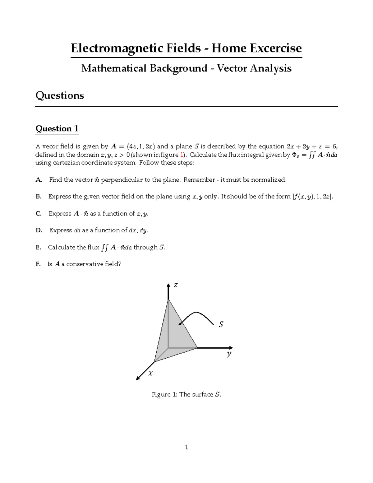 EMF HW00: Vector Analysis and Flux Calculations - Studocu