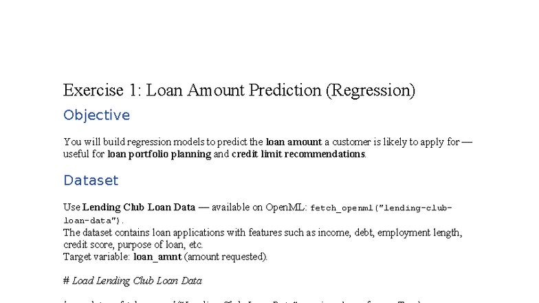 Midterm: Loan Amount Prediction & Financial Modeling Techniques - Studocu