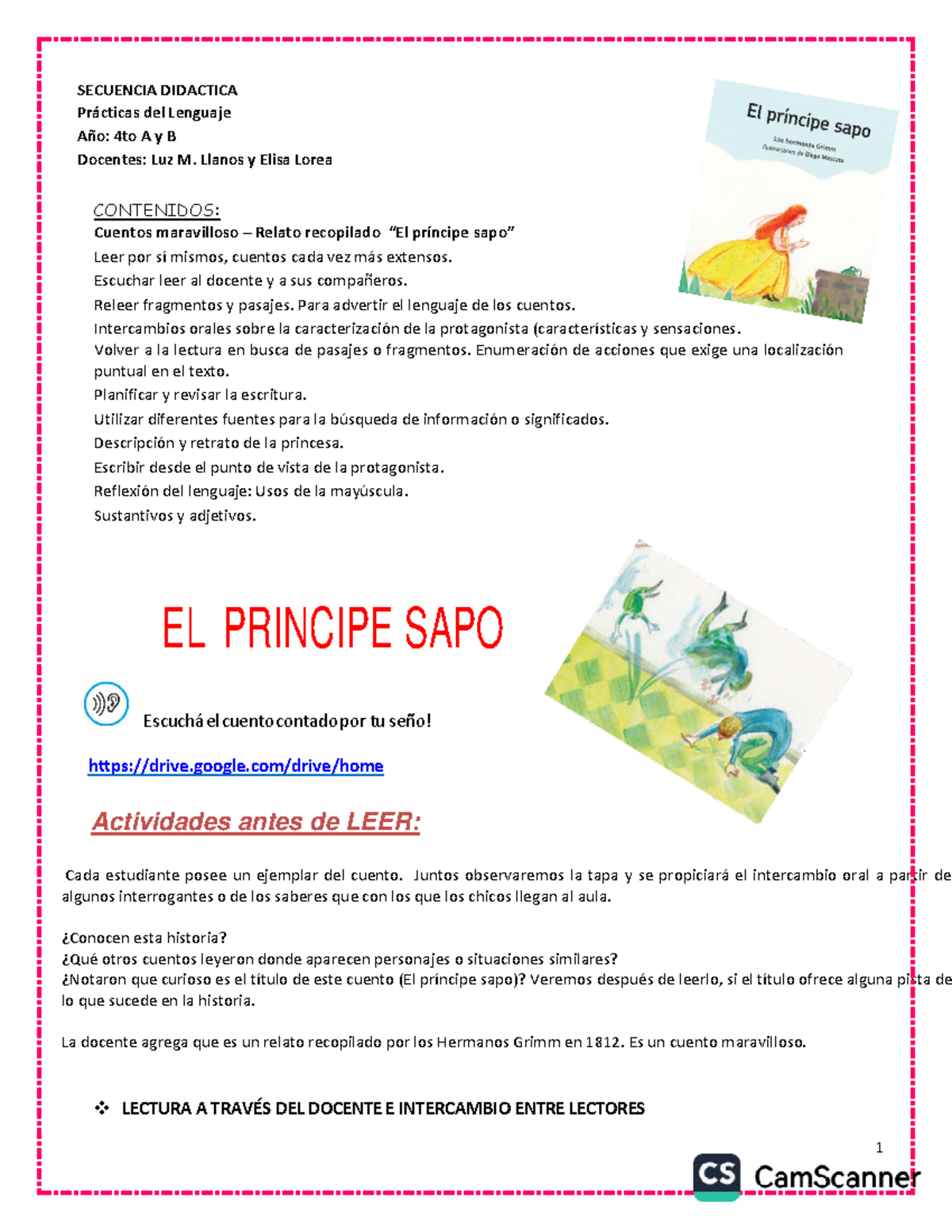 Secuencia Didáctica: El Príncipe Sapo en 4to Año (2025) - Studocu