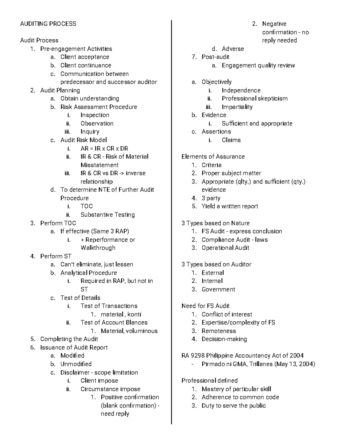 AUDITING PROCESS: Comprehensive Overview for ACC 101 Final Exam - Studocu