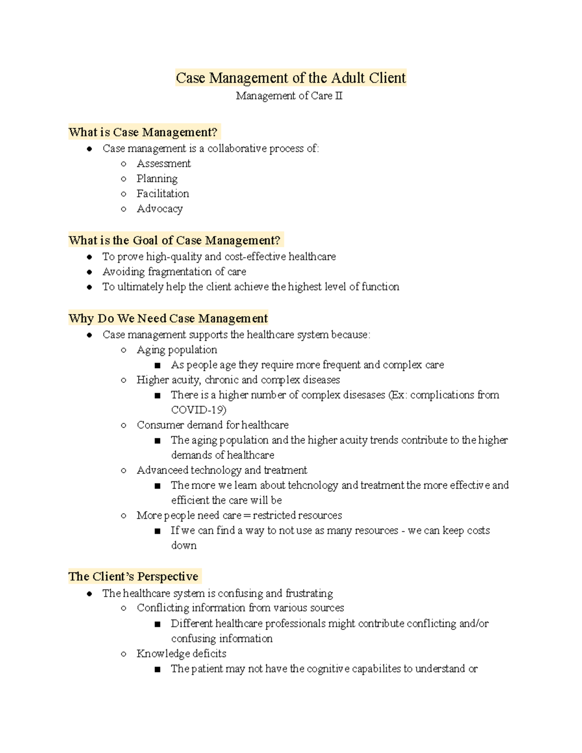 Case Management - Studocu