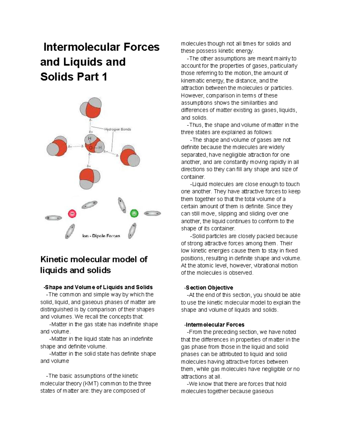 Intermolecular Forces and States of Matter: A Comprehensive Study (CHEM ...