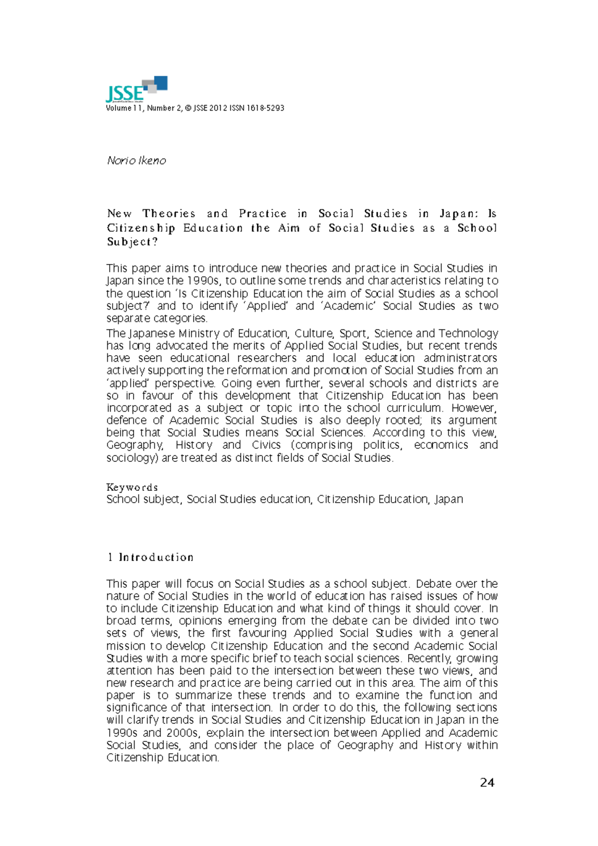 New Theories and Practices in Social Studies: Citizenship Education in ...