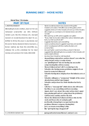 Sunset Boulevard Themes Table - Themes Table Themes Context Quotes ...