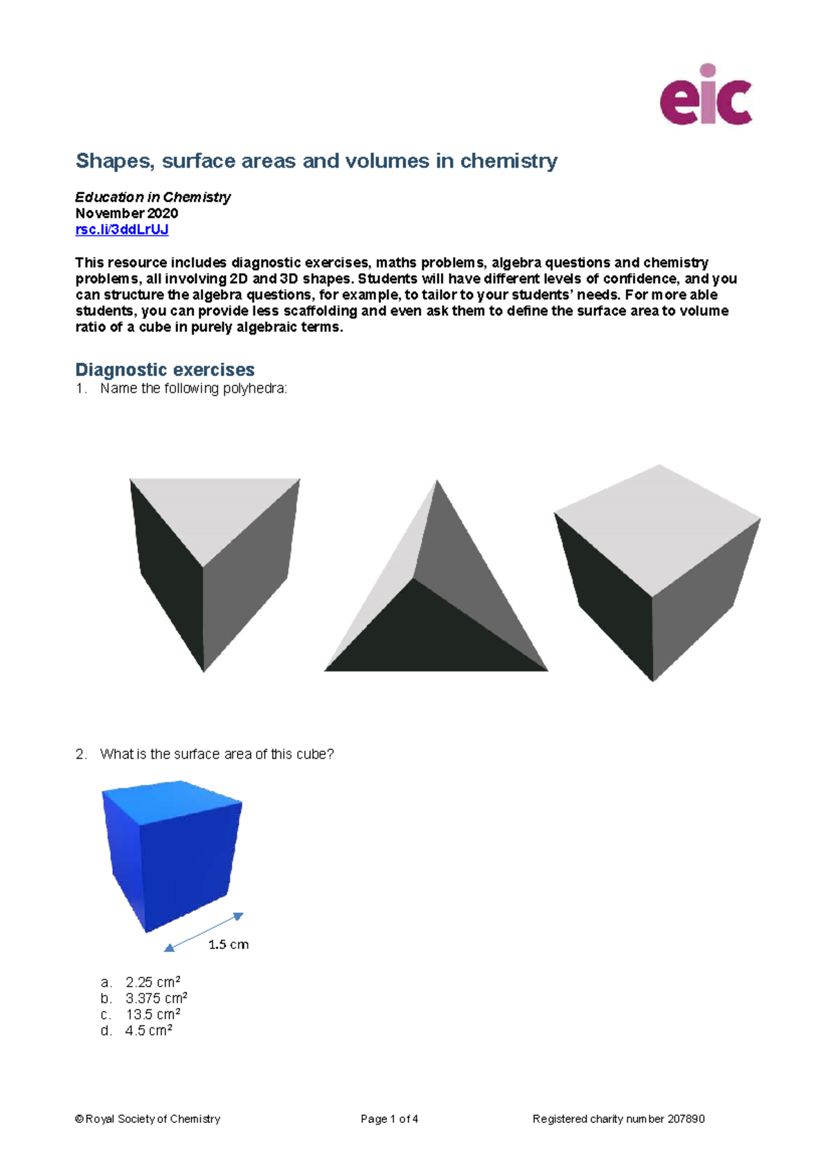 Shapes, Surface Areas & Volumes: Diagnostic Problems (328179) - Studocu