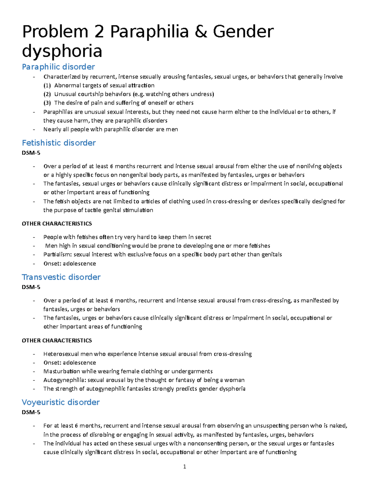 Paraphilia & Gender Dysphoria: A Comprehensive Study (PSY 101 ...