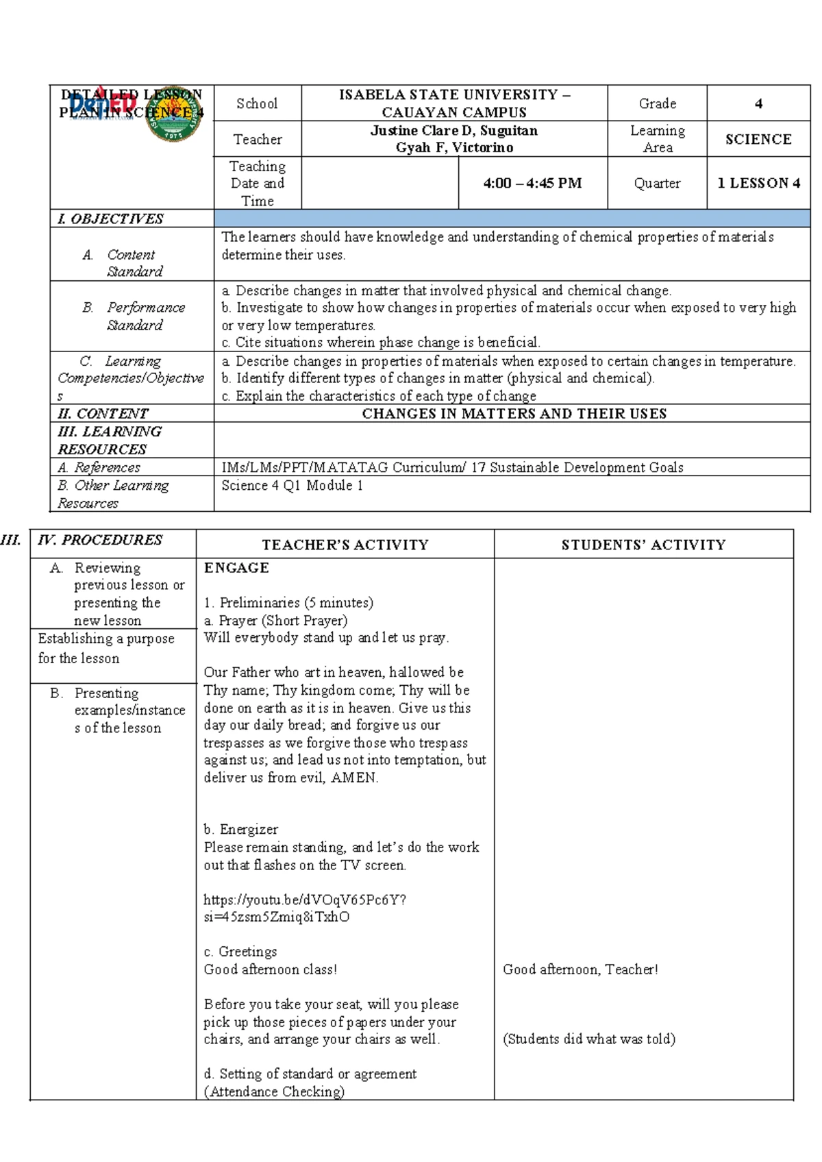 EPP4 Lesson Plan: Mga Kagamitan at Consumables sa Paglilinis ng Tahanan ...
