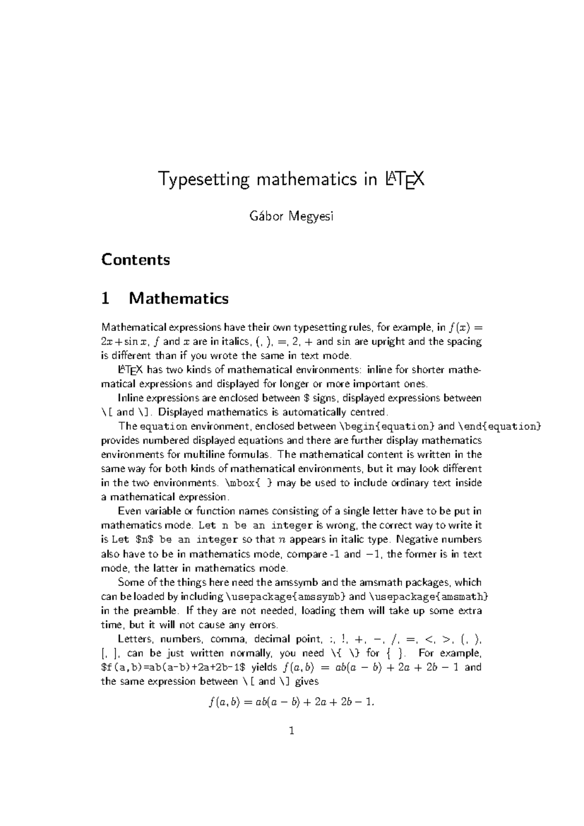 LATEX Notes for Mathematical Typesetting (MATH101) - Studocu