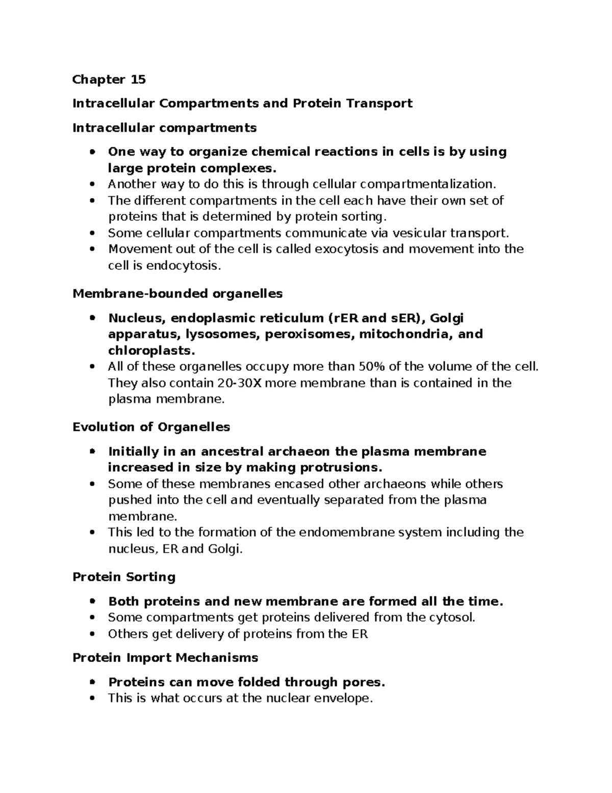 Chapter 15: Intracellular Compartments & Protein Transport Notes - Studocu