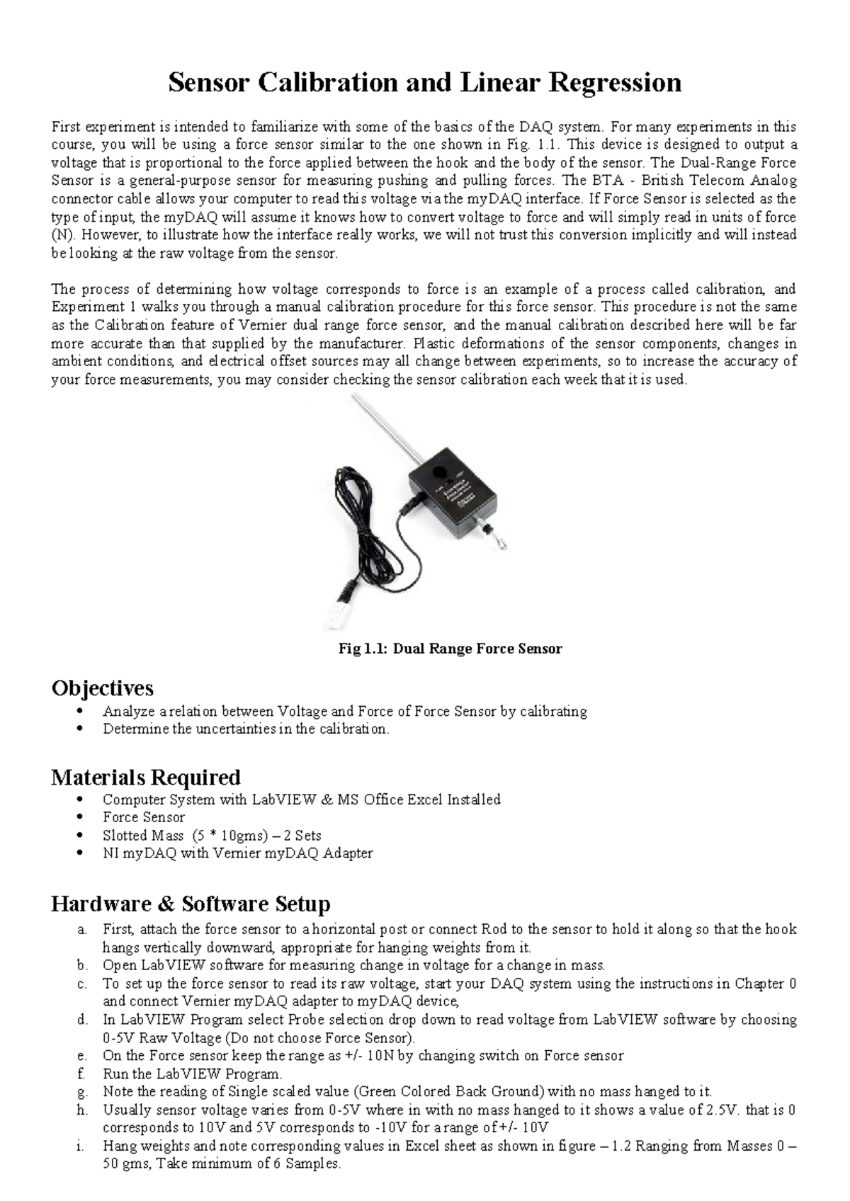 UPM Lab Manual 05: Sensor Calibration & Linear Regression Experiments - Studocu