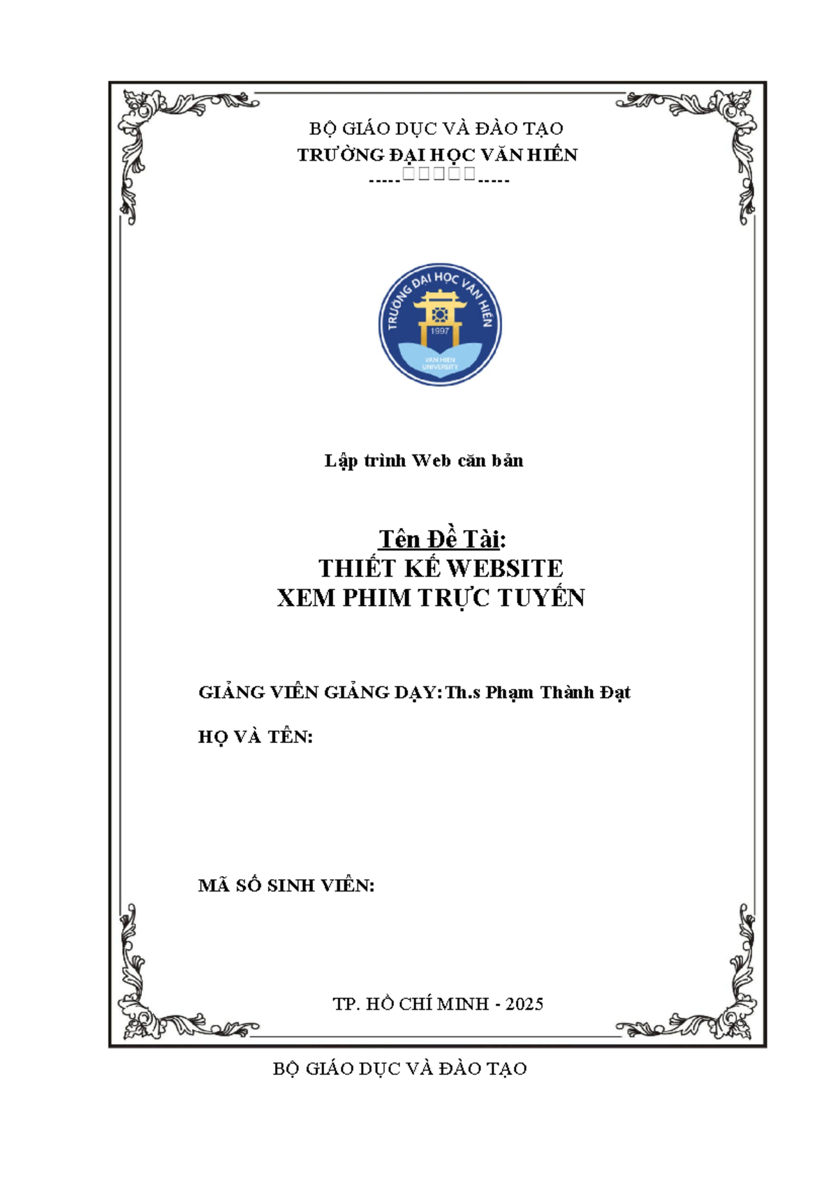 Thiết Kế Website Xem Phim Trực Tuyến - Lập Trình Web Căn Bản 2025 - Studocu