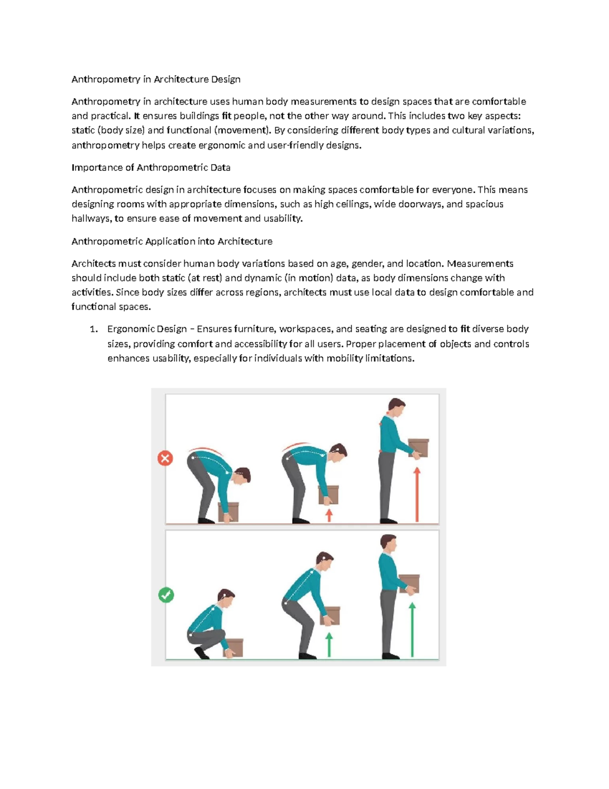 Anthropometry in Architecture Design: Principles and Applications - Studocu