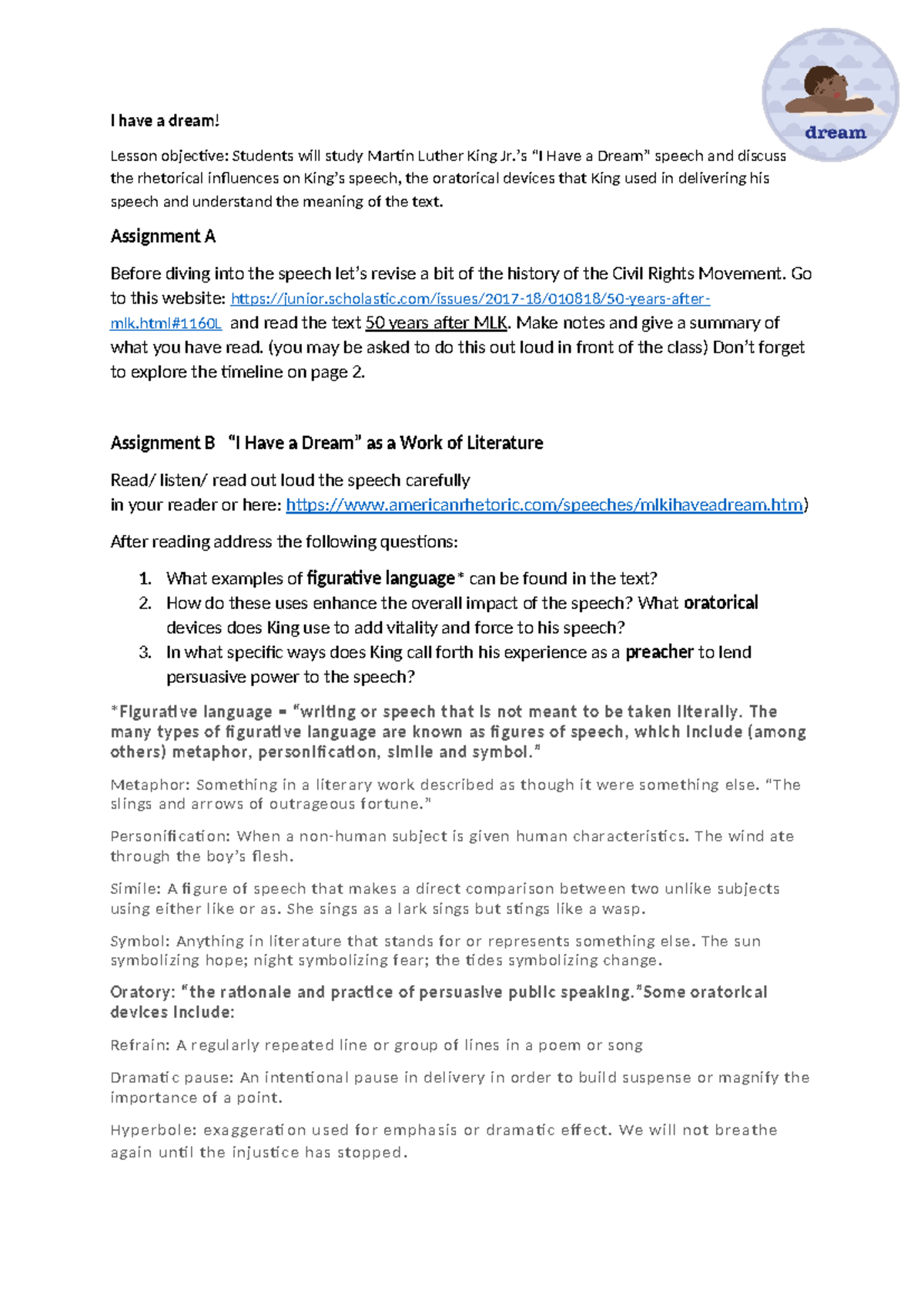 MLK 101: Analyzing the "I Have a Dream" Speech in Context - Studeersnel