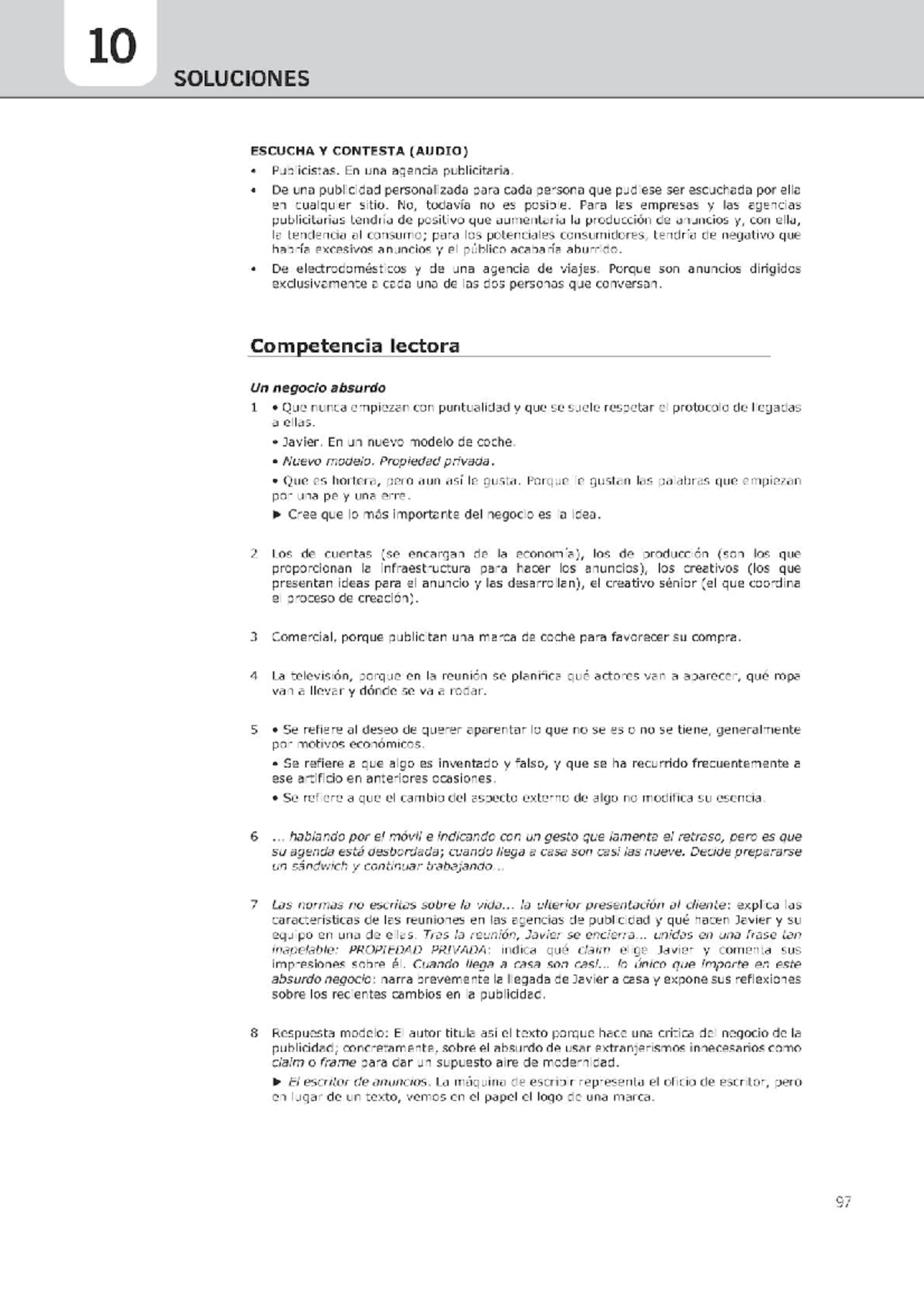 Solucionario 3 ESO Ly L 97 106 - 10 SOLUCIONES ESCUCHA Y CONTESTA ...