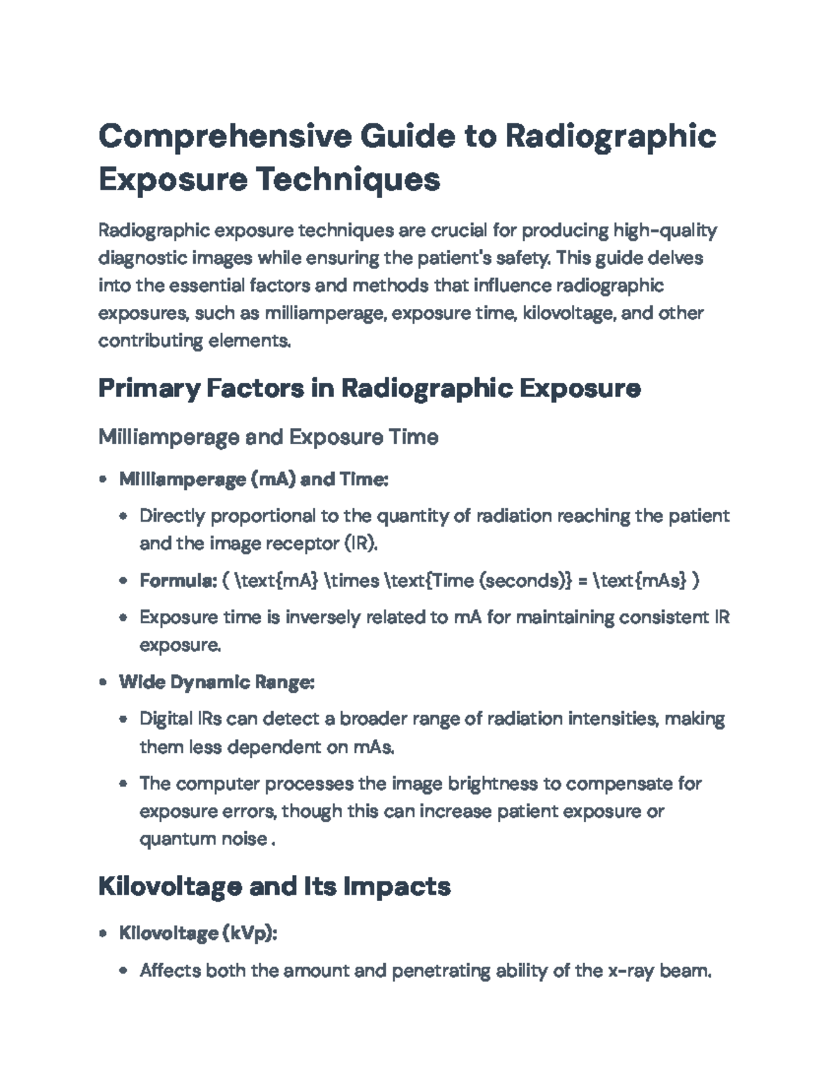 Radiographic Exposure Techniques: A Comprehensive Guide for Safety ...
