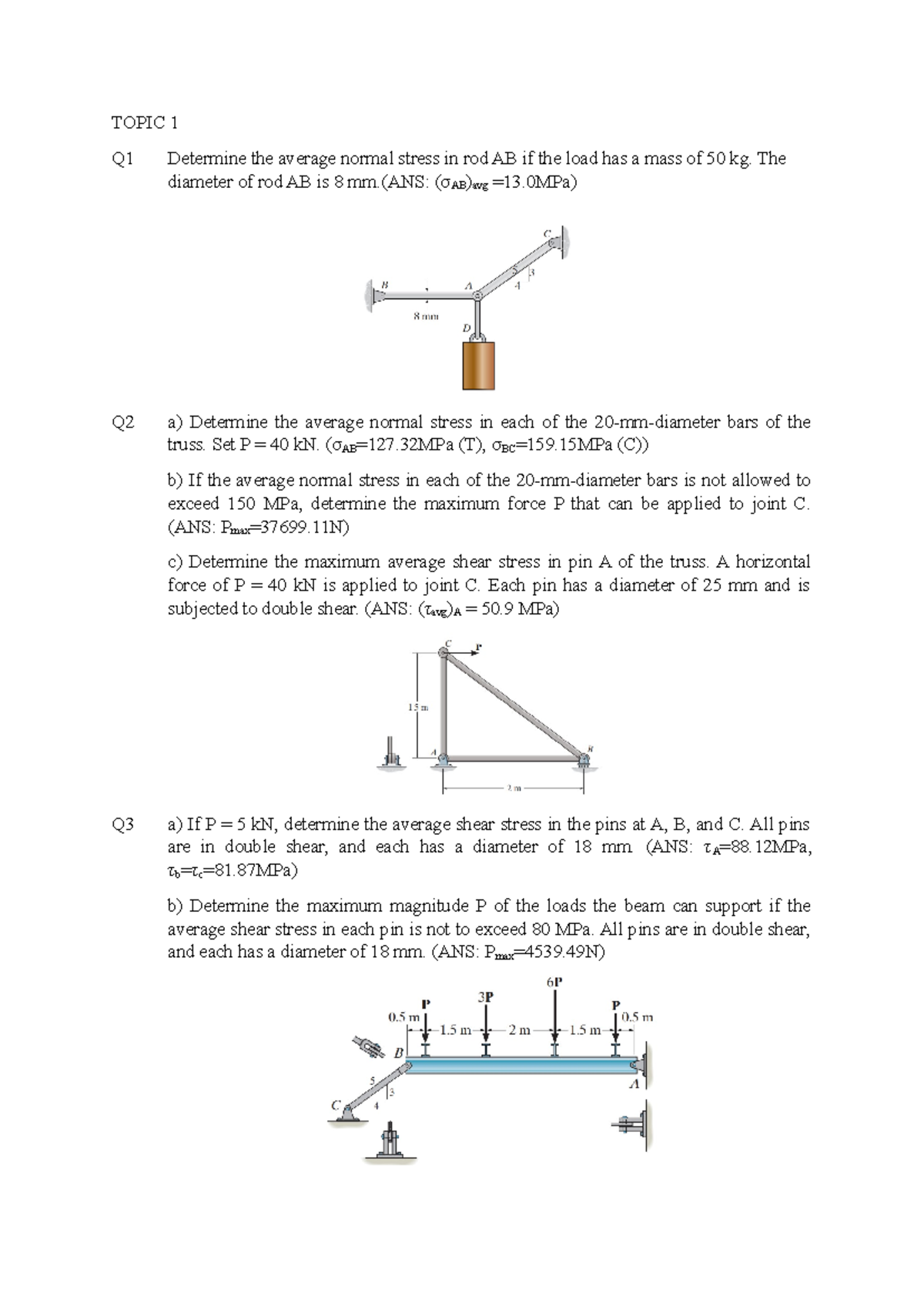 Revision Final Exam Questions for Statics and Dynamics MECH-201 - Studocu
