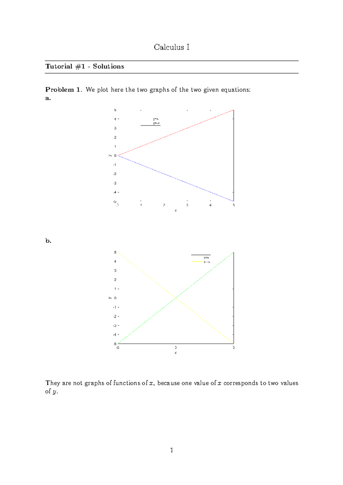 Calculus I Tutorial #1 Solutions and Problem Analysis - Studocu