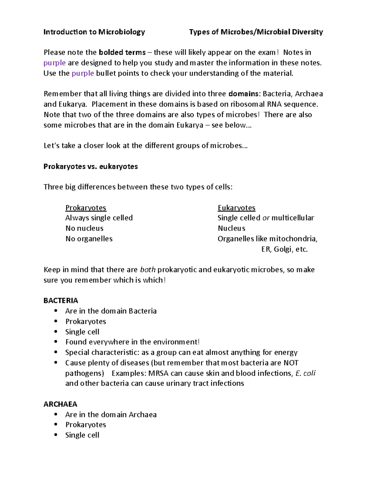 General Microbiology - Types of Microbes/Microbial Diversity ...