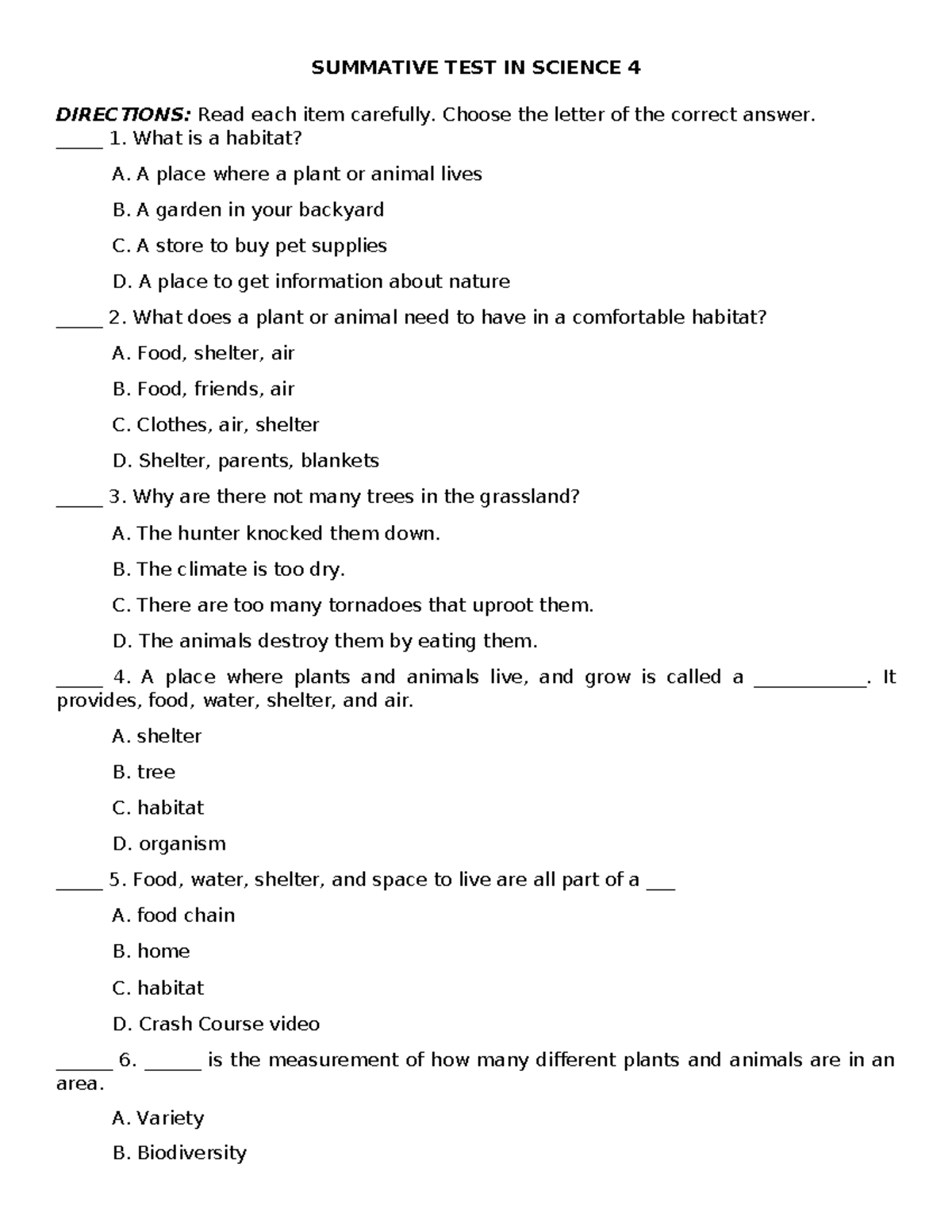 Science Q2 W5 6 Summative TEST 3 - SUMMATIVE TEST IN SCIENCE 4 ...