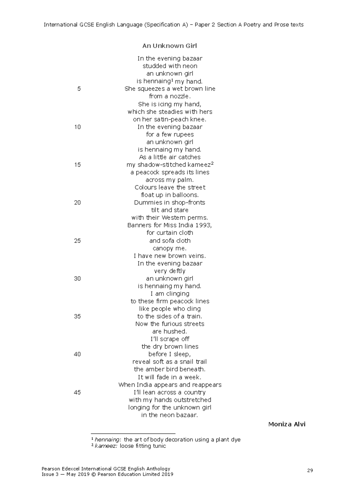 International GCSE English Language (A) P2 Poetry: Alvi's "An Unknown ...