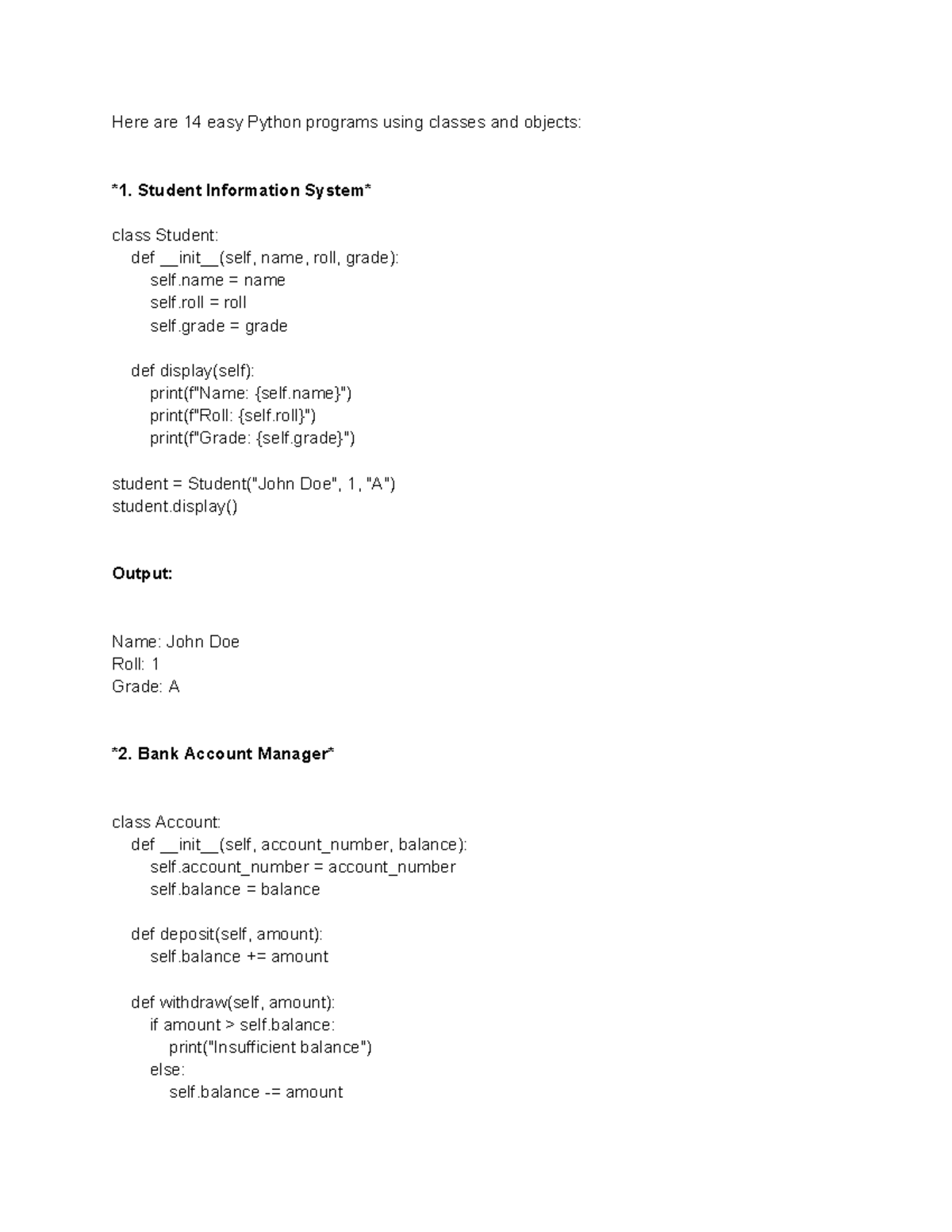 Python Programs Using Classes and Objects: NM Assessment - Studocu