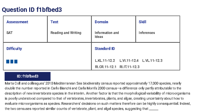 SAT Reading and Writing Assessment Test Questions and Analysis - Studocu