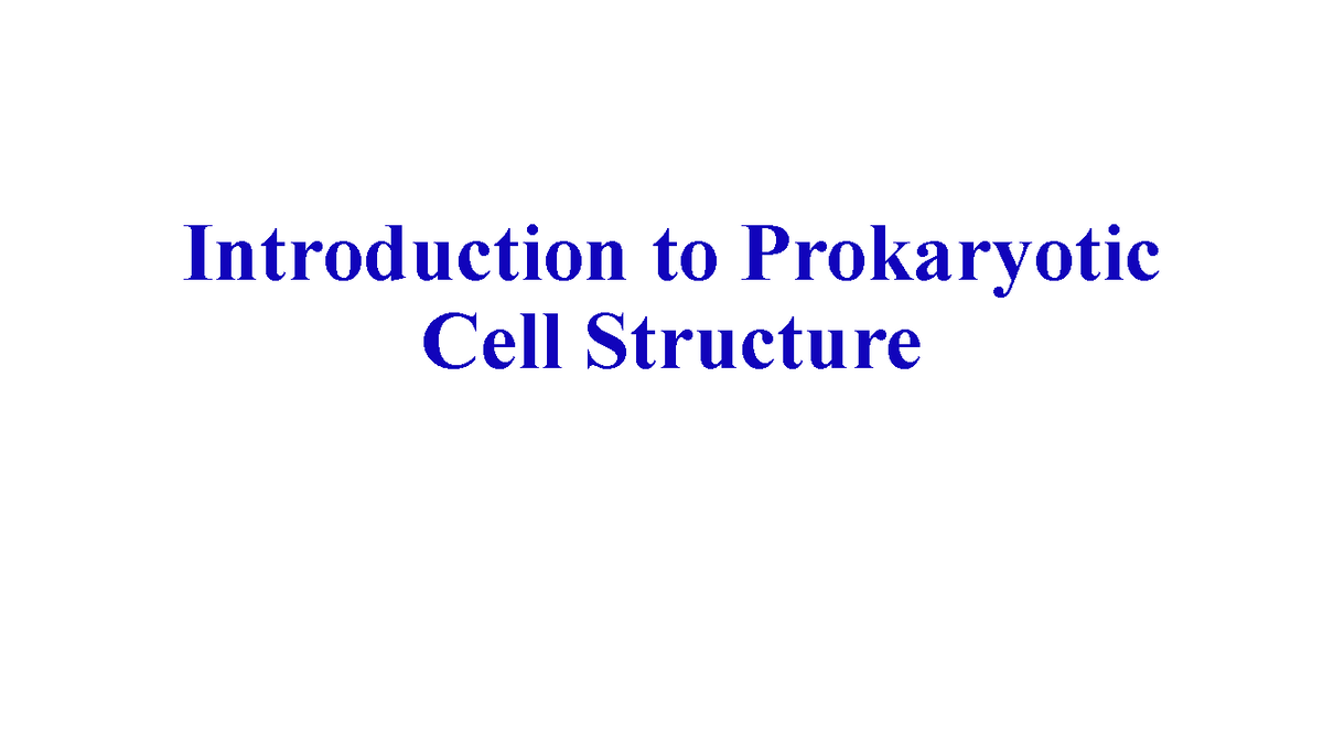 Intro to Prokaryotic Cell Structure: Bacteria & Archaea Overview - Studocu