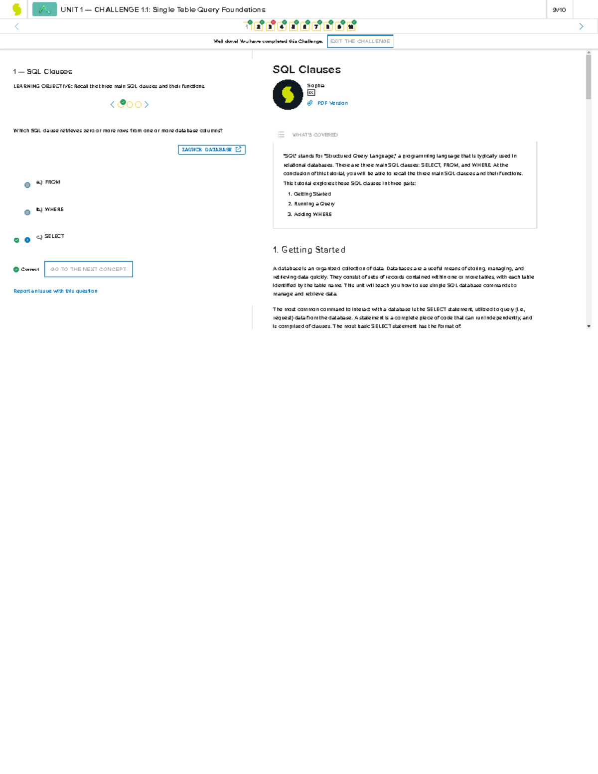 Challenge 1.1: Intro to SQL Clauses in Relational Databases - Studocu