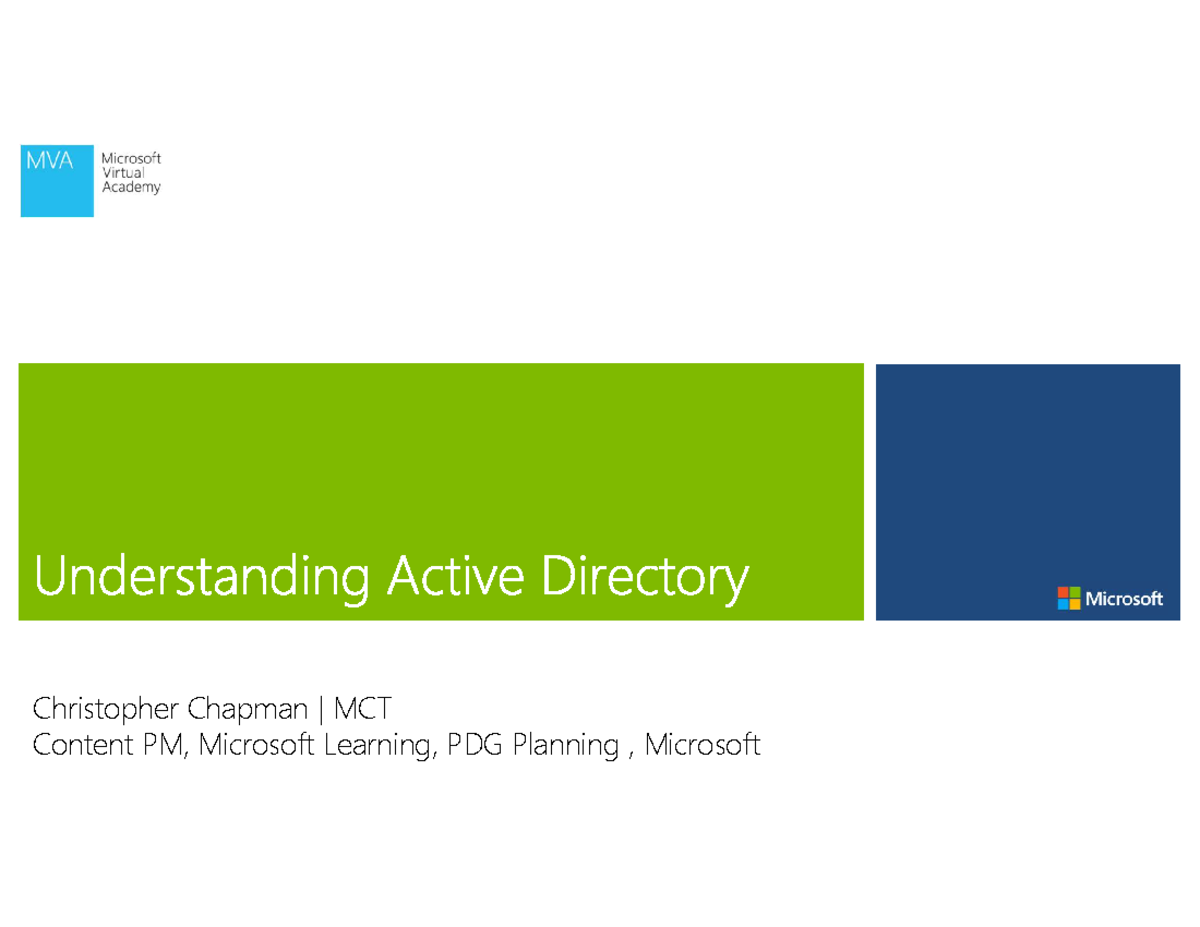 C15 ADDS - Lesson 1: Overview of Active Directory Domain Services - Studocu