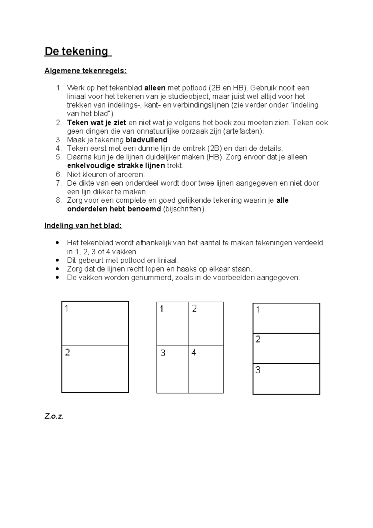 Tekenregels voor Studieobjecten: Algemene Richtlijnen (2B, HB ...