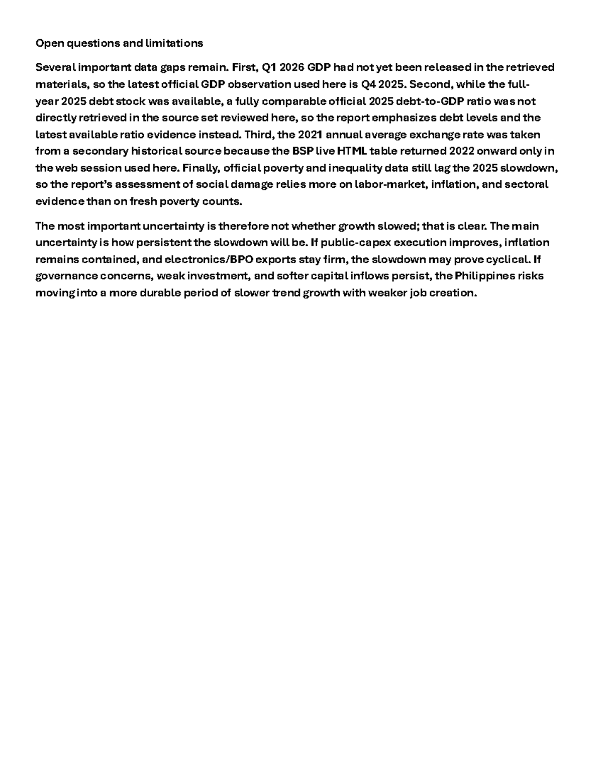 Open Questions and Limitations: Analyzing Economic Data Gaps - Studocu