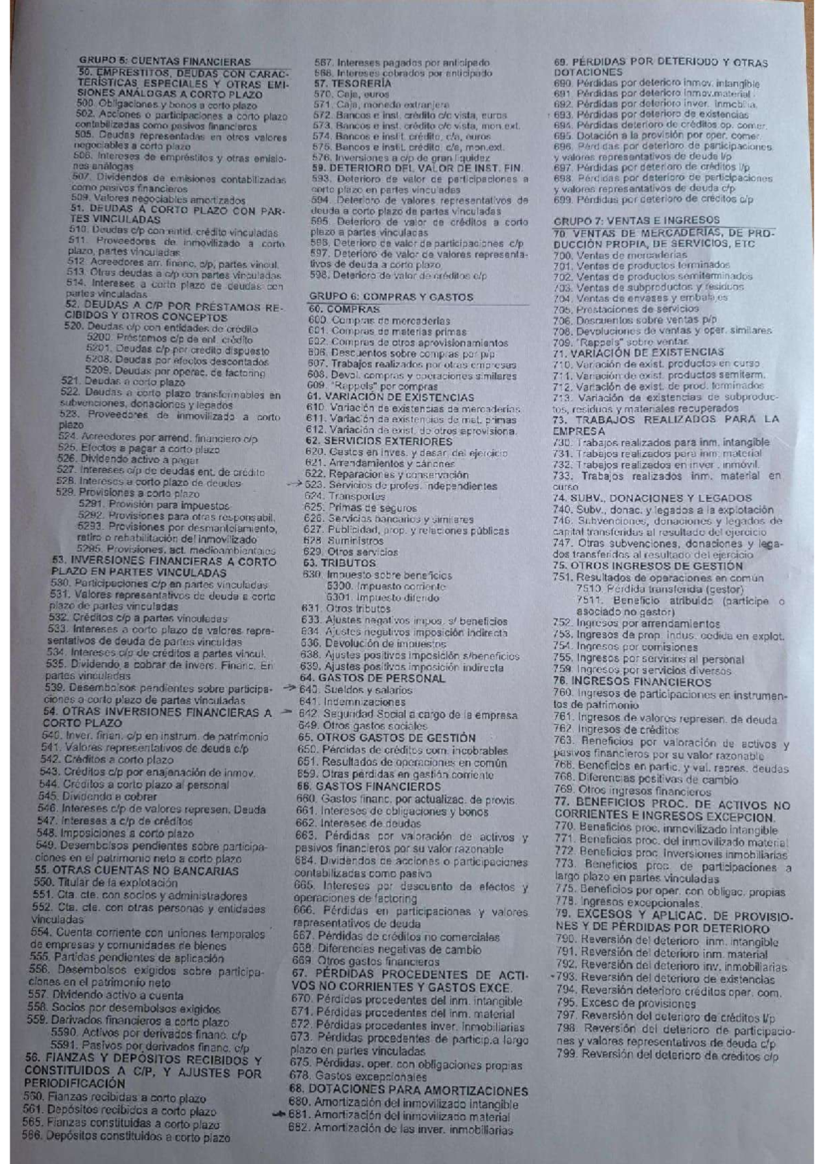 PLAN GENERAL CONTABLE: CUENTAS Y DETALLES FINANCIEROS 2023 - Studocu