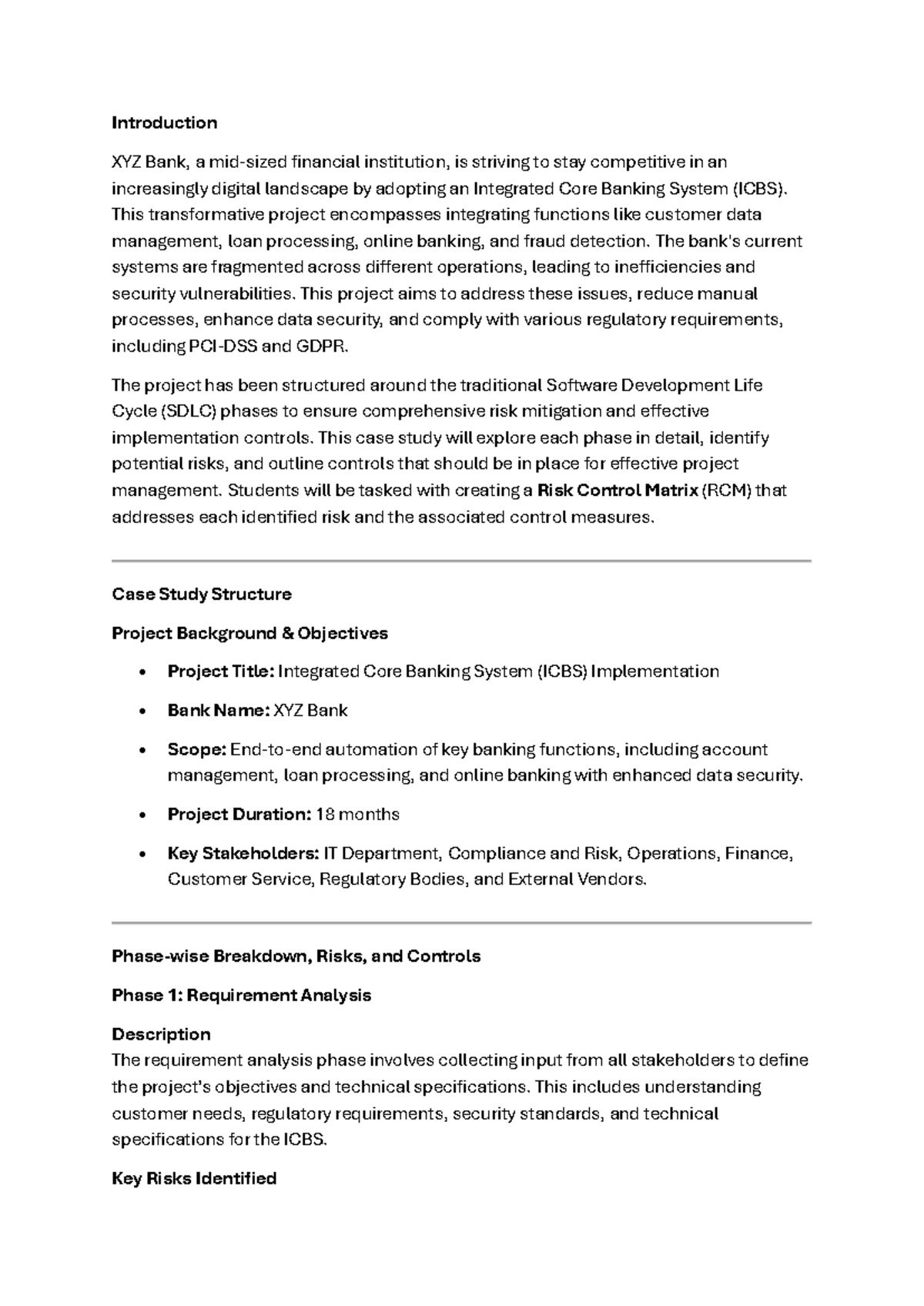 Case Study: Integrated Core Banking System (ICBS) Implementation - XYZ ...