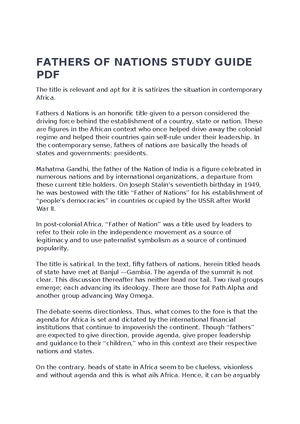 Fathers of Nations Chapter Summaries: A Comprehensive Guide - Studocu
