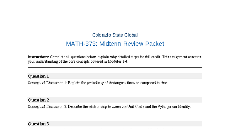 Trigonometry Global Midterm Review Packet 74395202 - Studocu