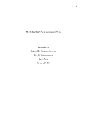 ECO 202 Module Three Simulation Checkpoint Assignment - ECO 202 ...