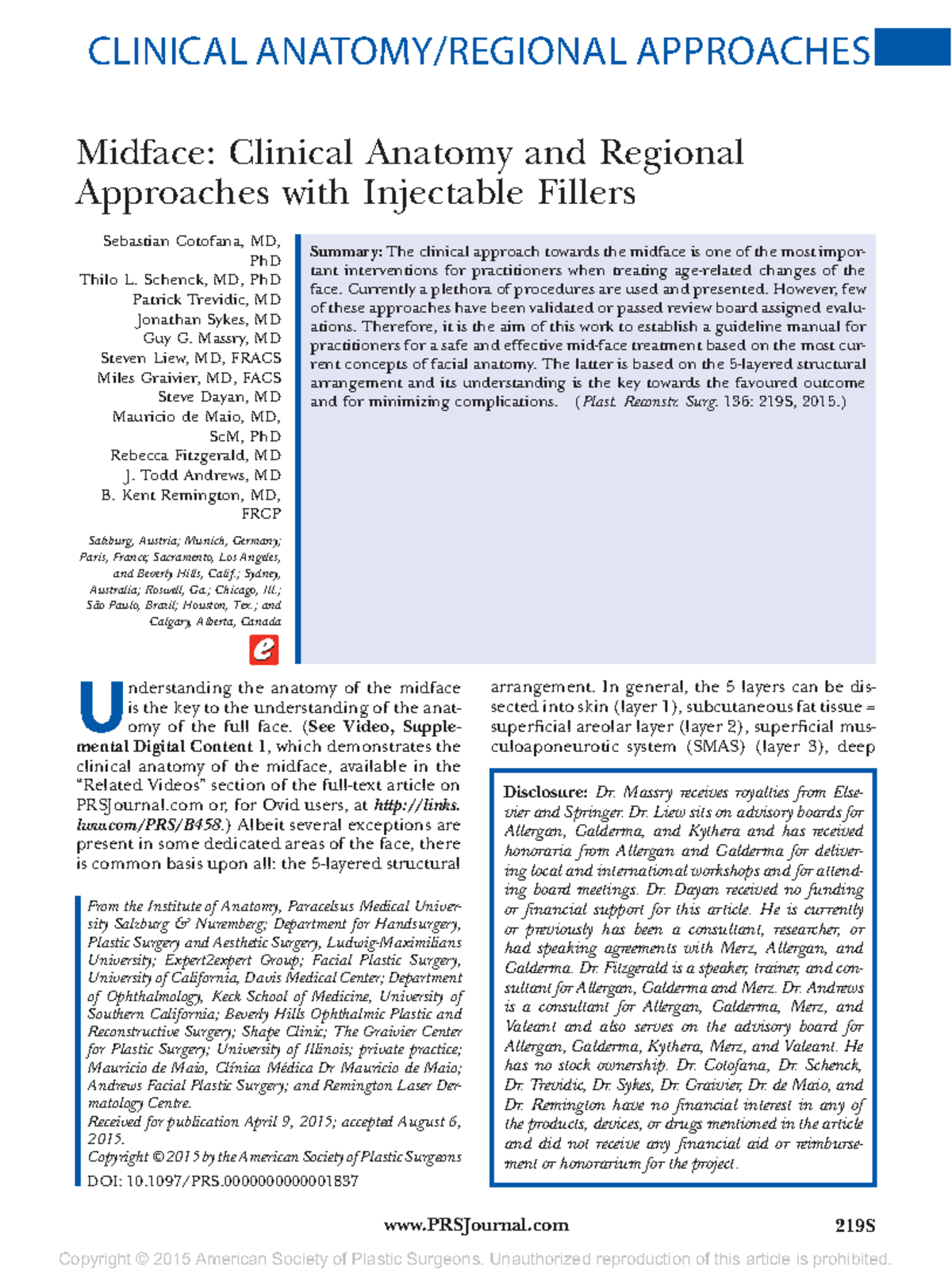 Midface Anatomy & Injectable Filler Approaches - Cotofana 2015 - Studocu