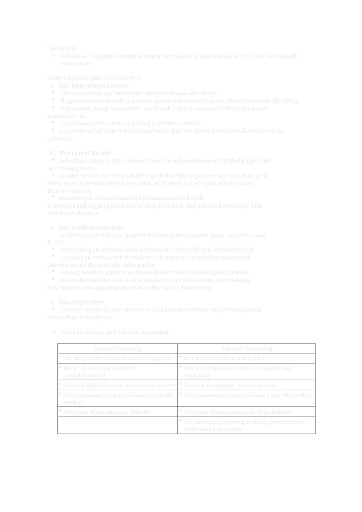 Psy 6 - Module 1 Notes: Understanding Reasoning and Cognitive Errors ...