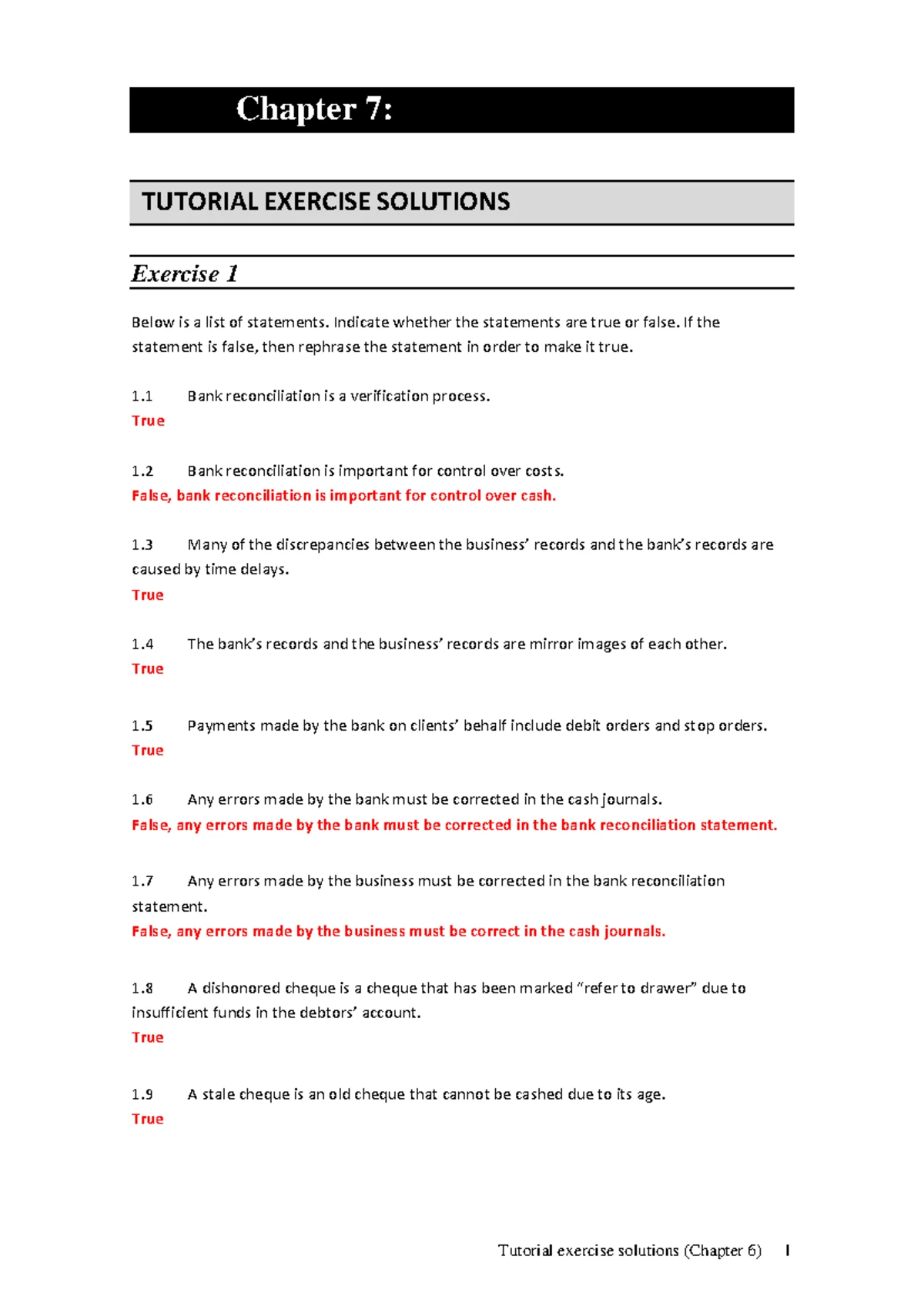 Chapter 3 Tutorial Exercises (Solutions 1 - 12) - Chapter 3: Accounting equation TUTORIAL ...