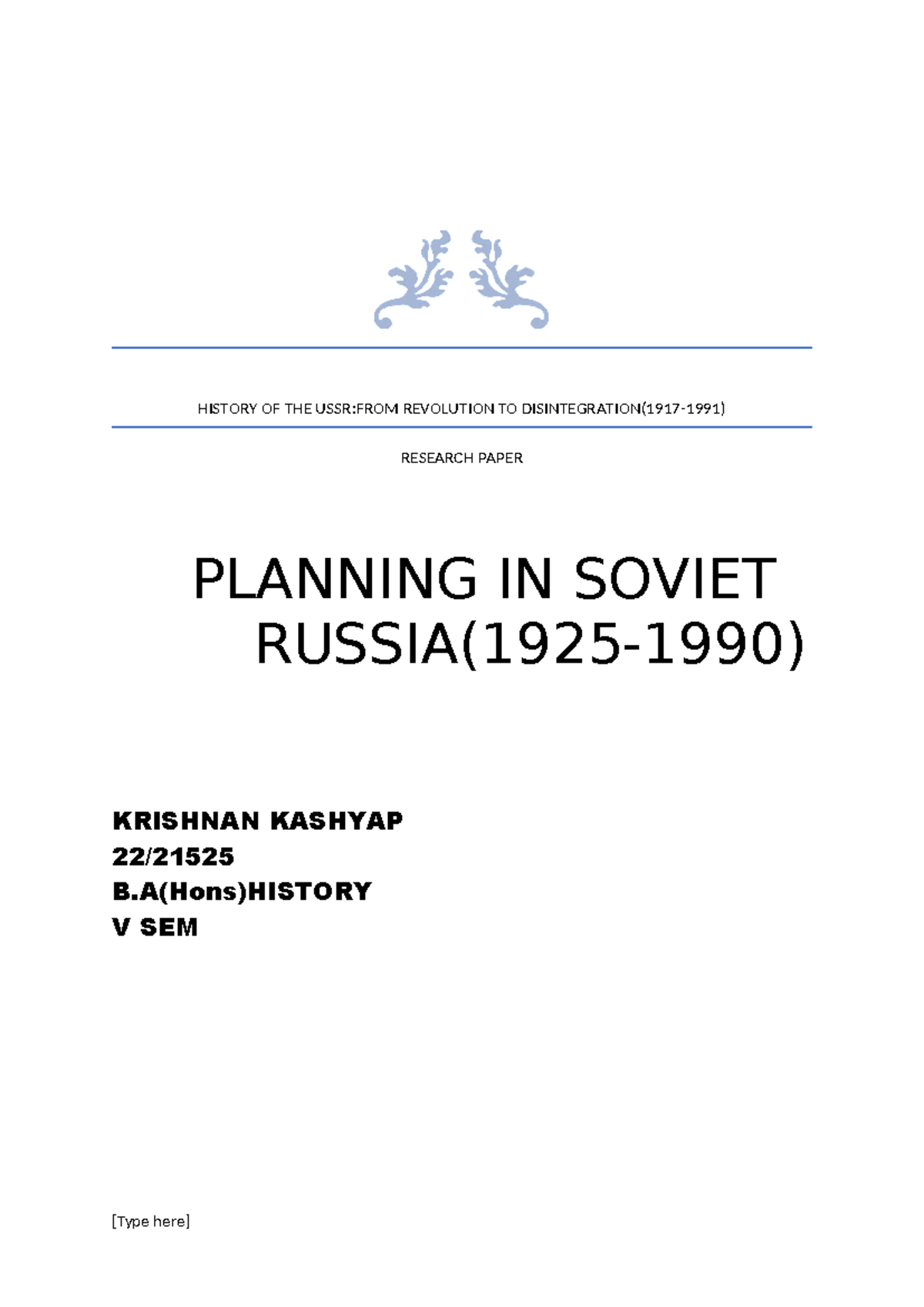 Planning in Soviet Russia: Historical Overview (1925-1990) - Studocu