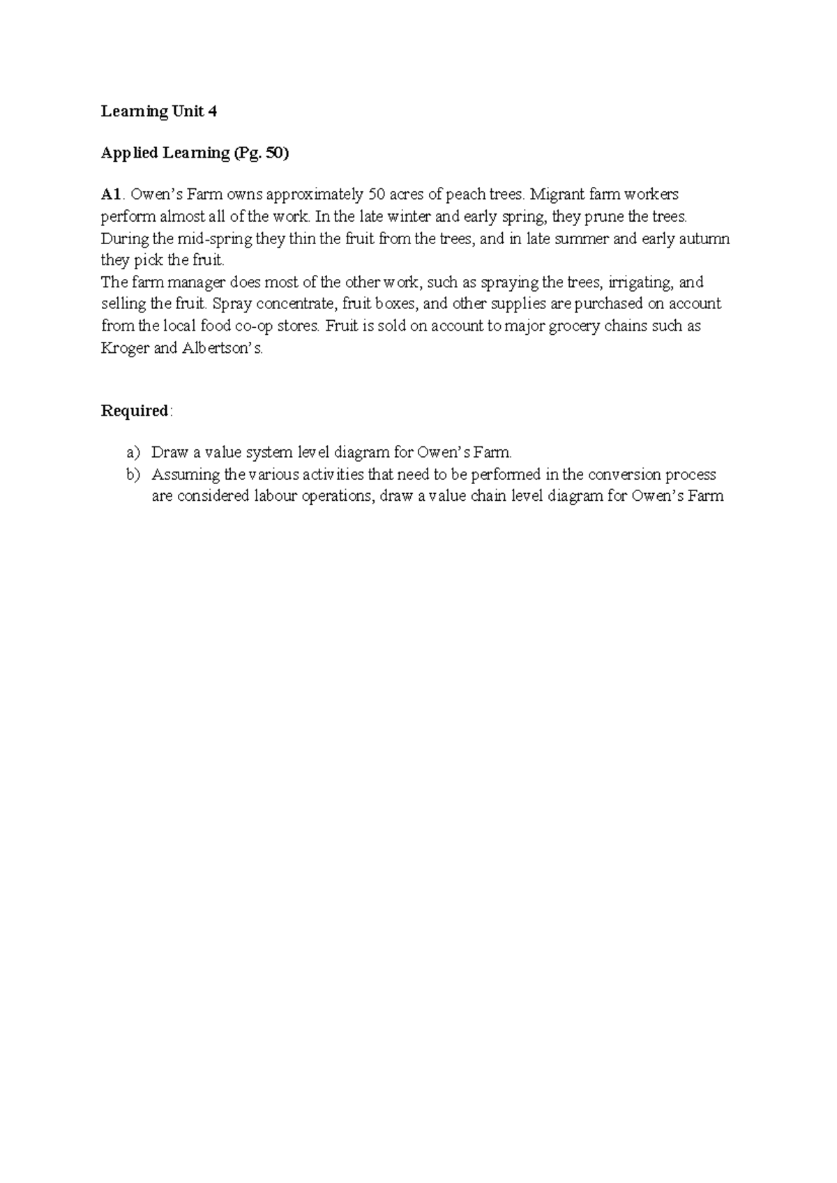 Learning Unit 4 - Value System & Chain Diagrams for Farm Operations ...