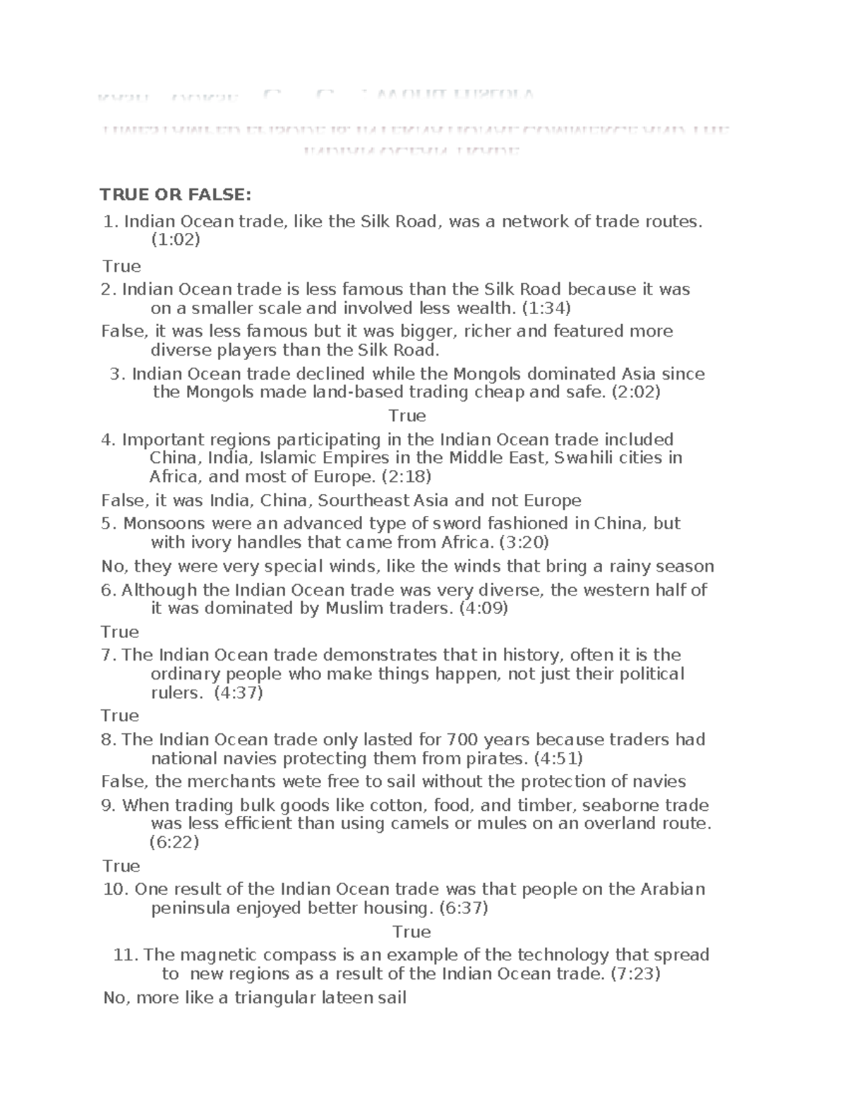Crash Course Worksheet - International Trade & Indian Ocean Insights ...