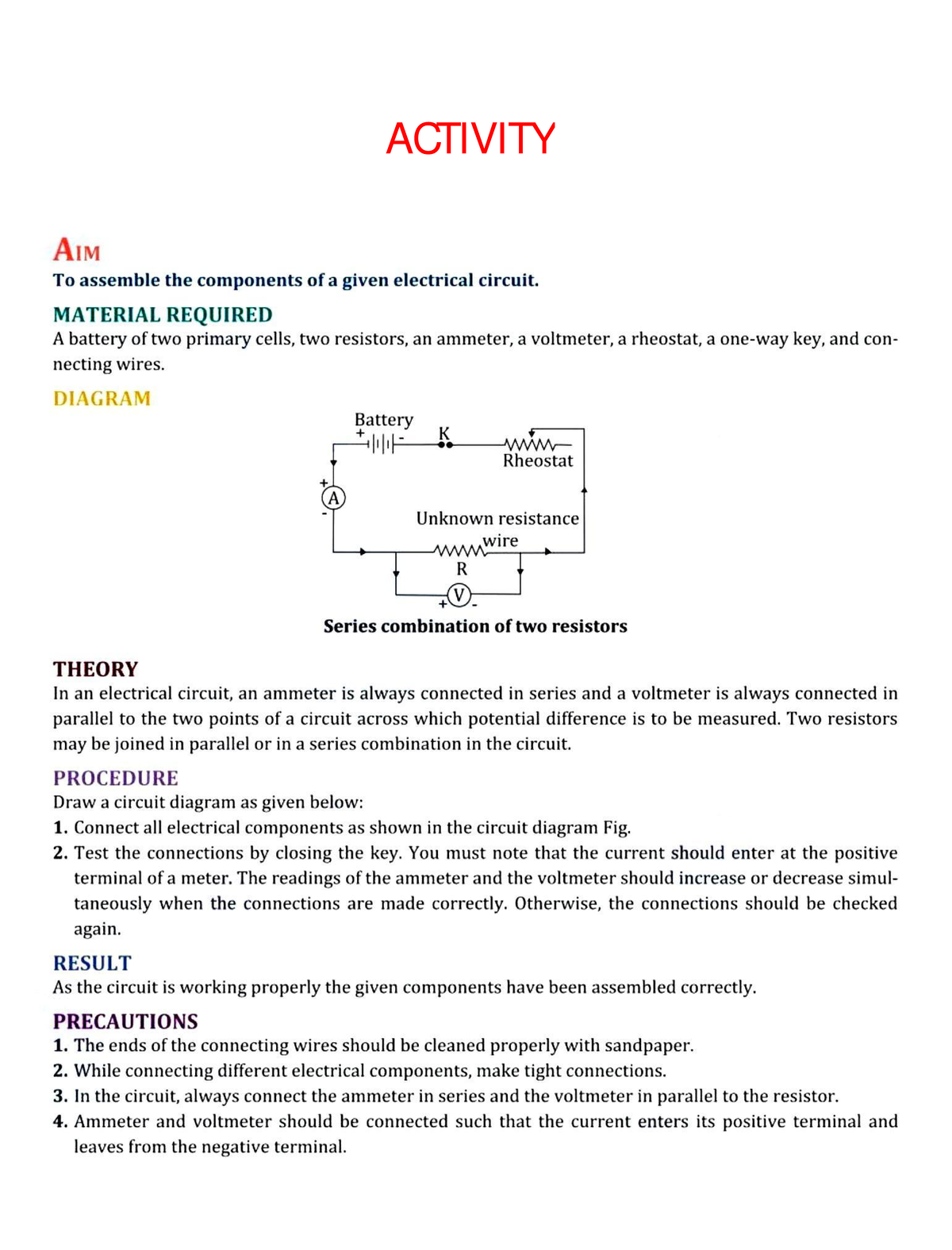 Electrical Circuit Assembly Activity: Components & Procedure - Studocu
