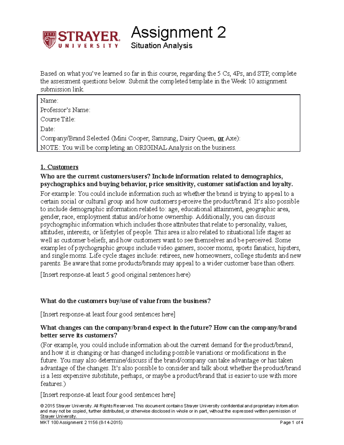 Cf situational analysis assignment 2 - Situation Analysis Based on what ...