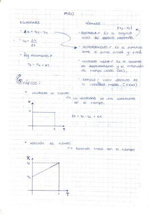 Formulas de Cinemática: MRU, MRUV, MCU y Movimiento Parabólico - Studocu