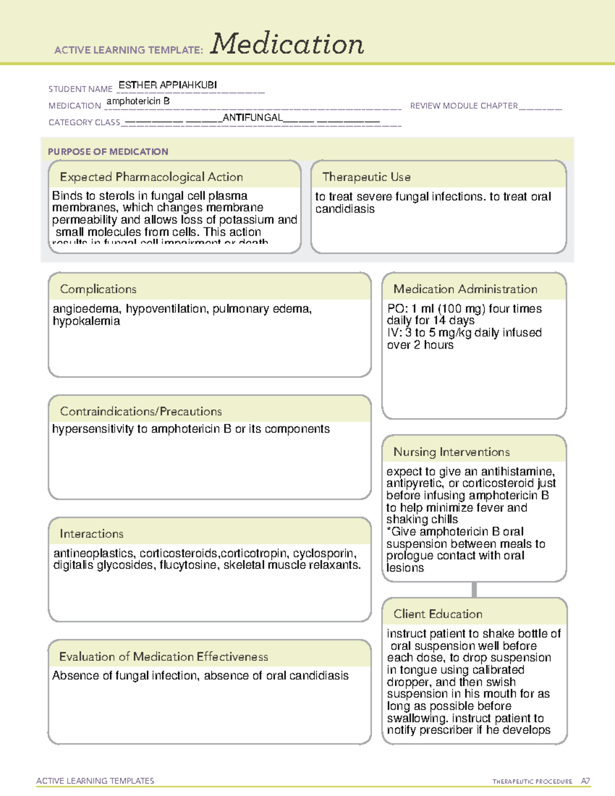 ACTIVE LEARNING TEMPLATE: Amphotericin B Review (M3) - Studocu