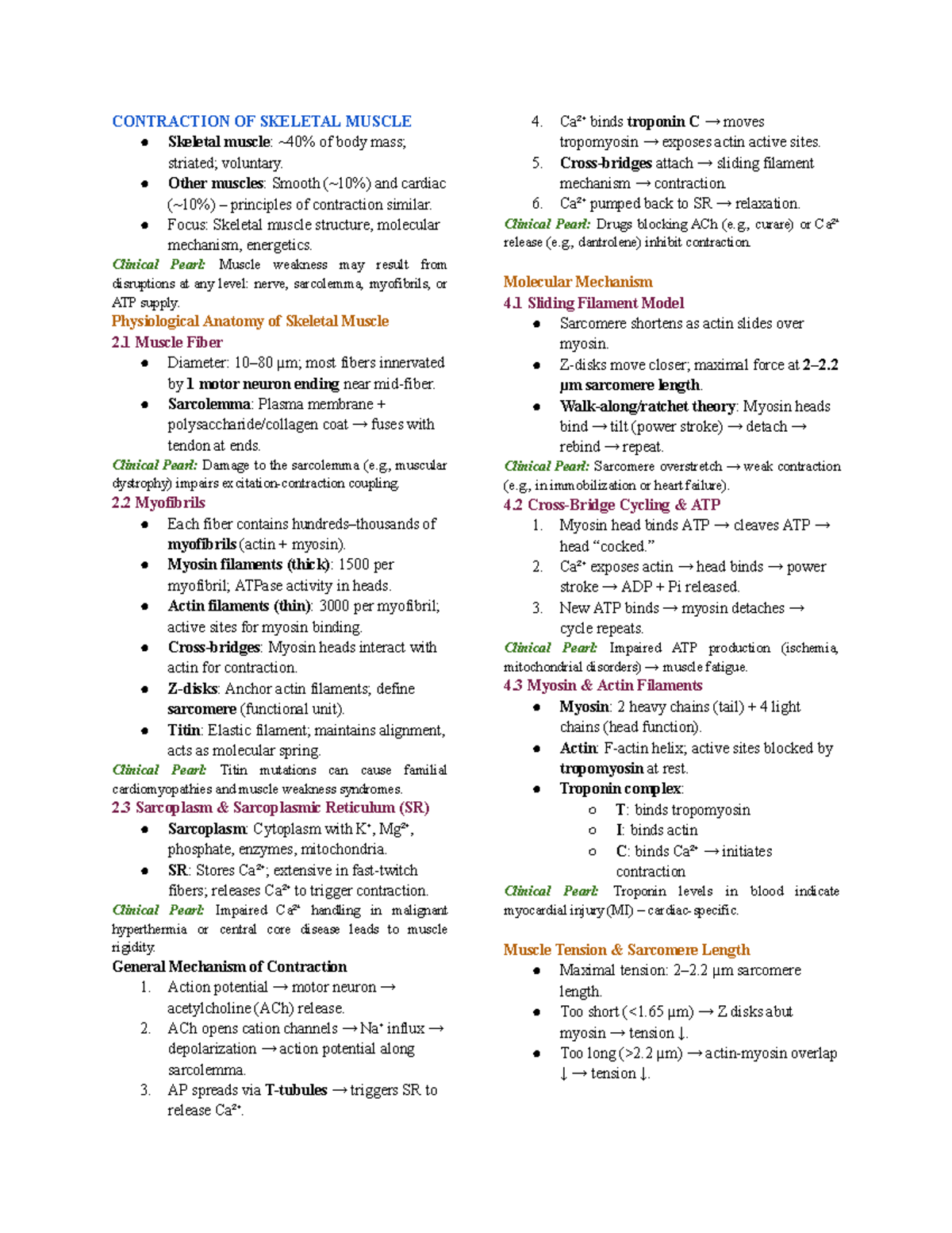 Contraction Mechanisms of Skeletal Muscle: Insights and Clinical Pearls ...