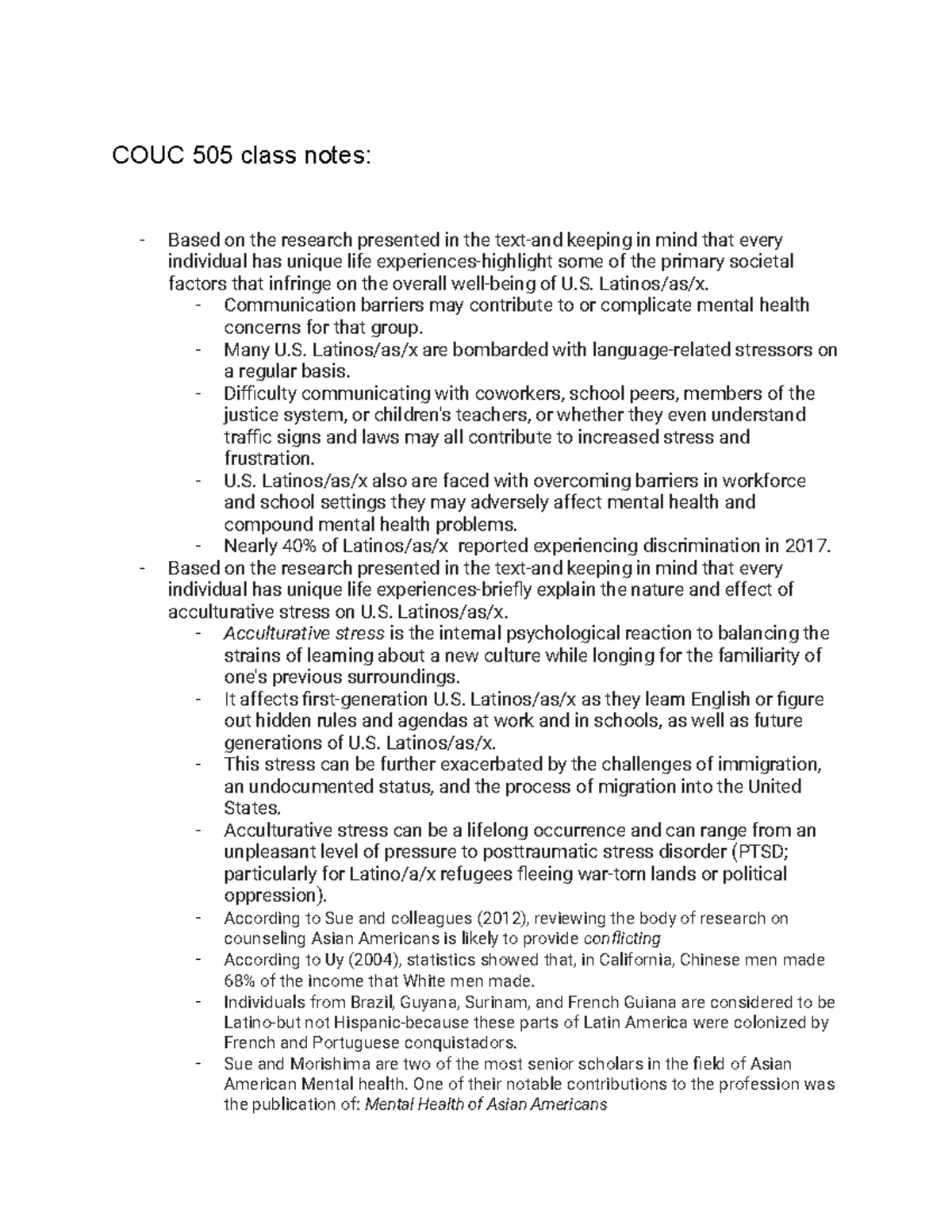 COUC 505 Class Notes: Societal Factors Affecting U. Latinos/as/x Well ...