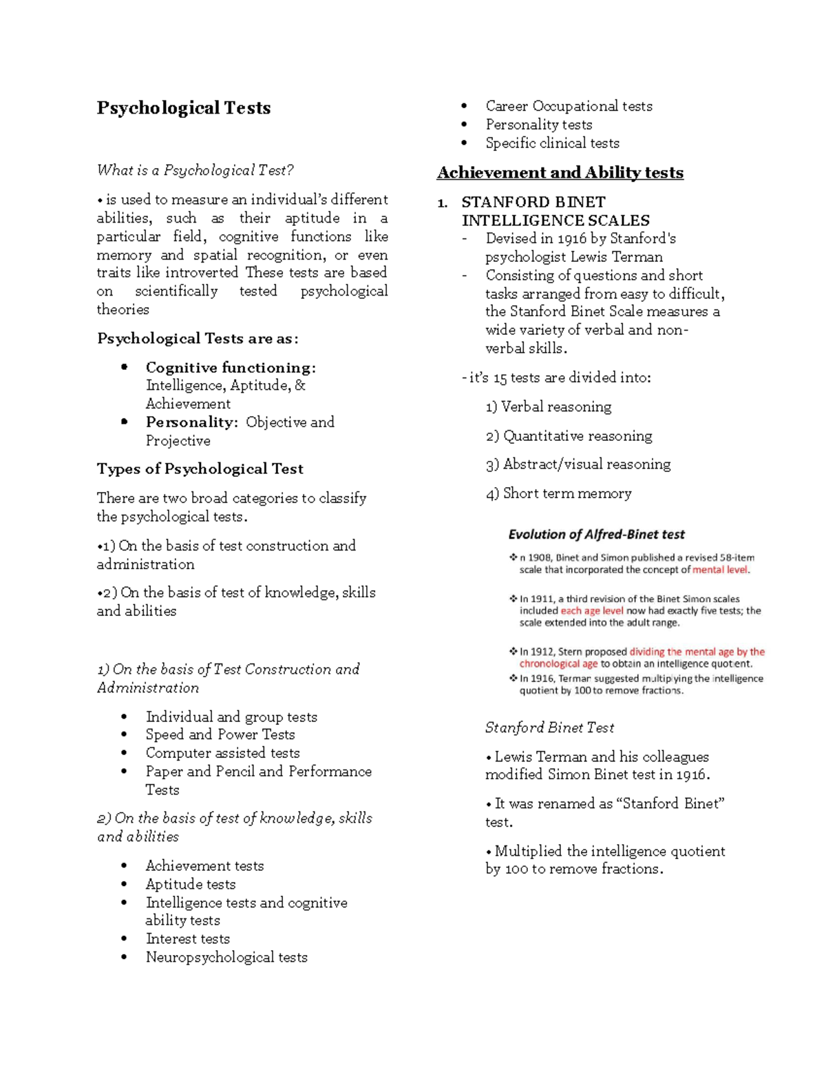 11. Psychological Tests - Psychological Tests What is a Psychological ...